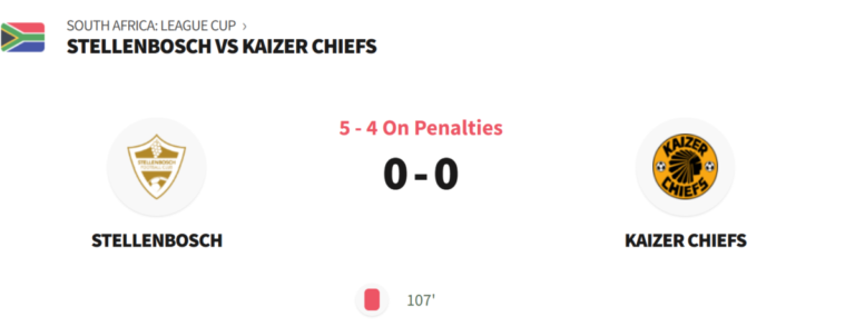Stellenbosch vs Kaizer Chiefs Live Results: Carling Knockout